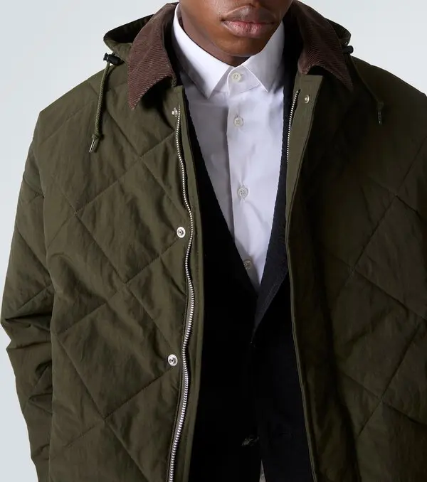 Comme Des Garçons Corduroy-trimmed Quilted Hooded Jacket