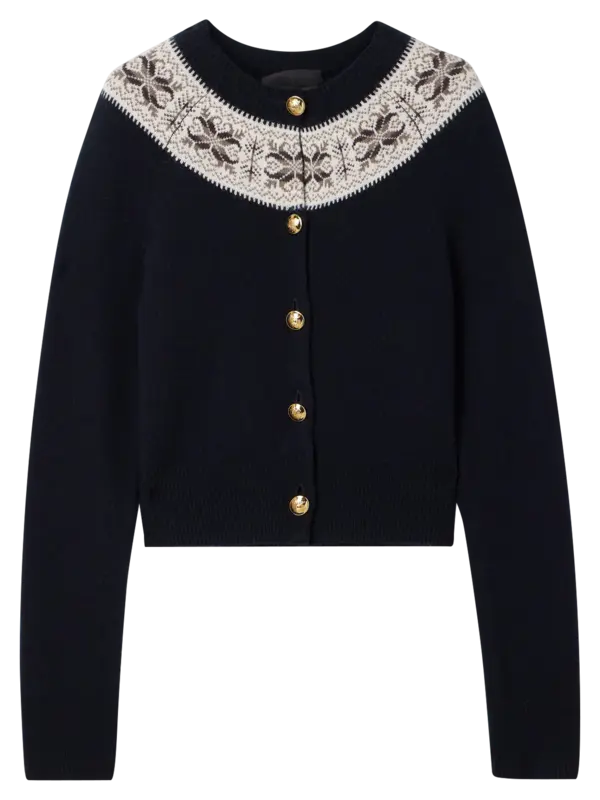 NILI LOTAN Josefa Fair Isle Cashmere Cardigan - Blue
