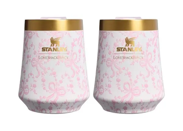 STANLEY 1913 X Loveshackfancy Holiday The Reserve Wine Tumbler Set - Coquette Bow Chantilly
