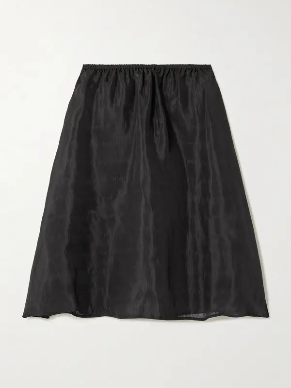 Matteau Silk And Linen-blend Midi Skirt