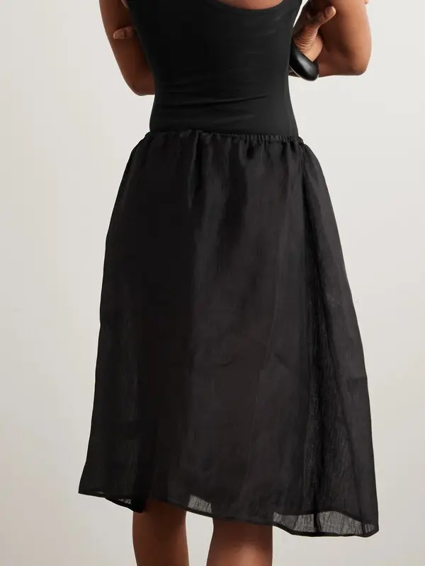 Matteau Silk And Linen-blend Midi Skirt