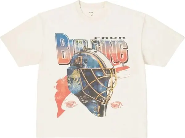 BLDG4 Flames Short Sleeve Knit Tee Shirt - Antique White