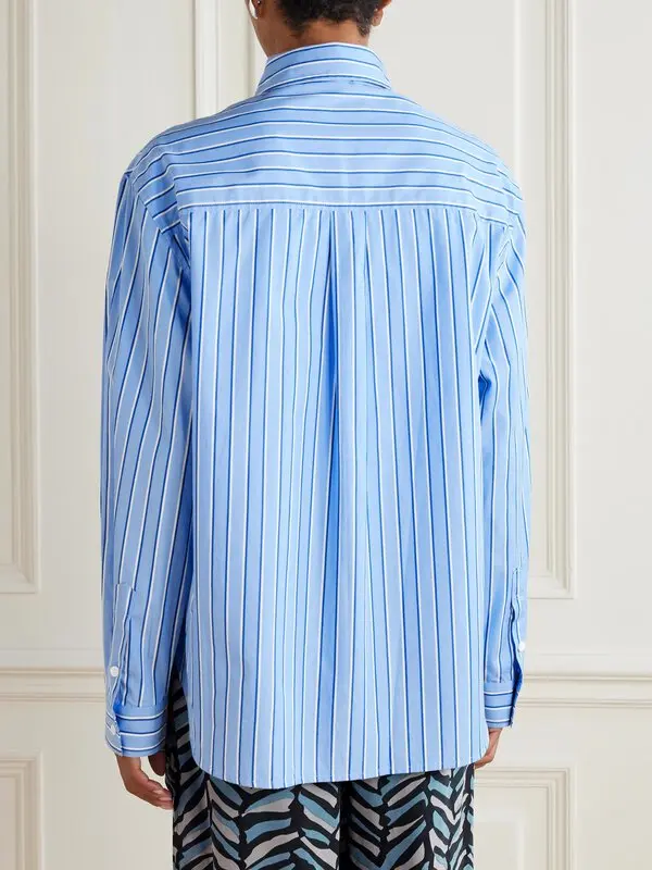 Matteau Striped Organic Cotton-poplin Shirt - Blue