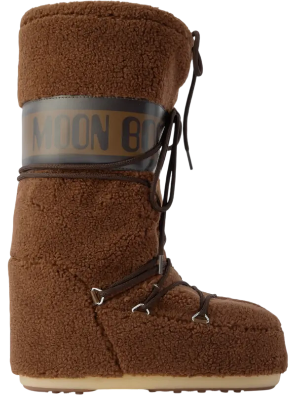 Moon Boot Icon Fleece Trimmed Snow Boots - Chocolate