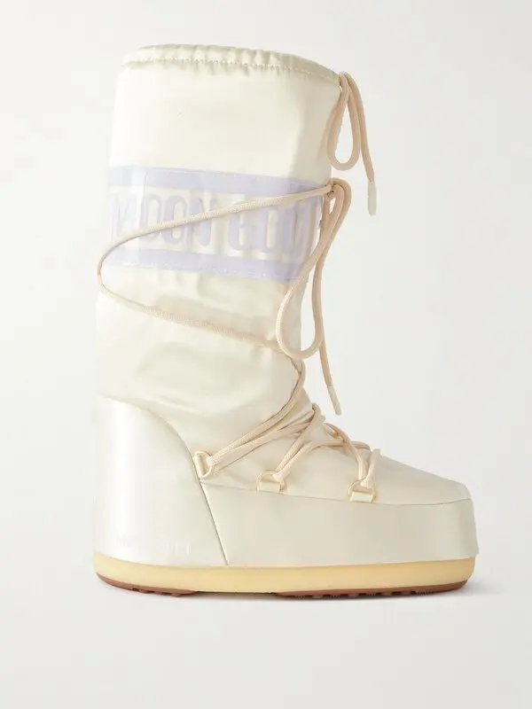 Moon Boot Icon Pearly Satin And Pvc Snow Boots - Neutrals