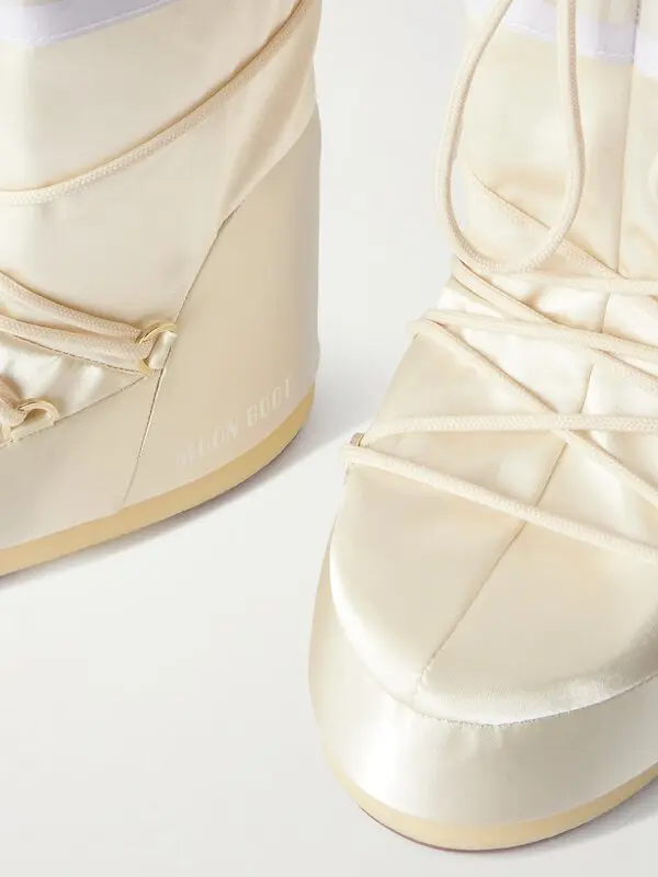 Moon Boot Icon Pearly Satin And Pvc Snow Boots - Neutrals