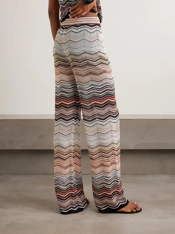 Missoni Sequin-embellished Striped Crochet-knit Wide-leg Pants - Multi