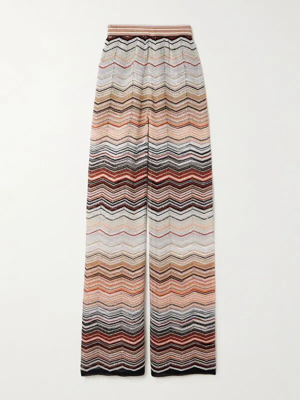 Missoni Sequin-embellished Striped Crochet-knit Wide-leg Pants - Multi