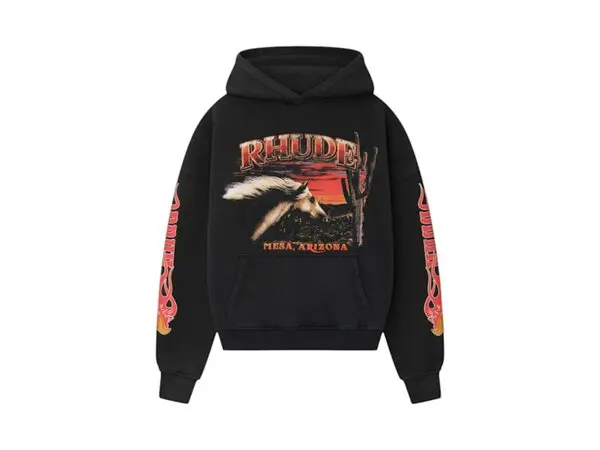 Rhude Mesa Stallion Relaxed Fit Hoodie - Black