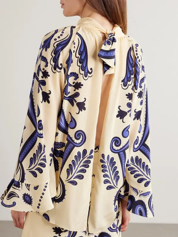 Johanna Ortiz Rimto Sol Tie-detailed Printed Blouse - Neutrals