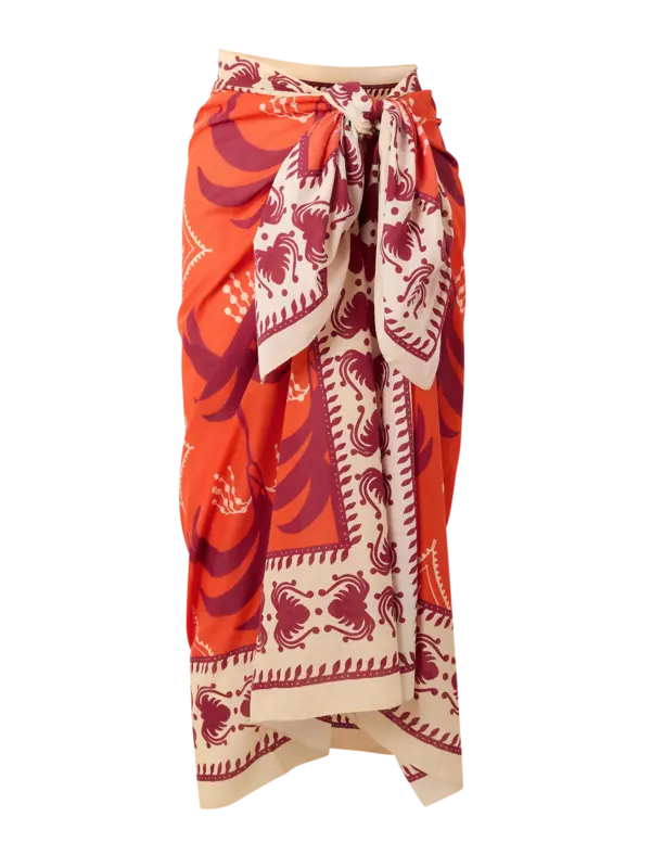 Johanna Ortiz Printed Cotton Pareo - Red