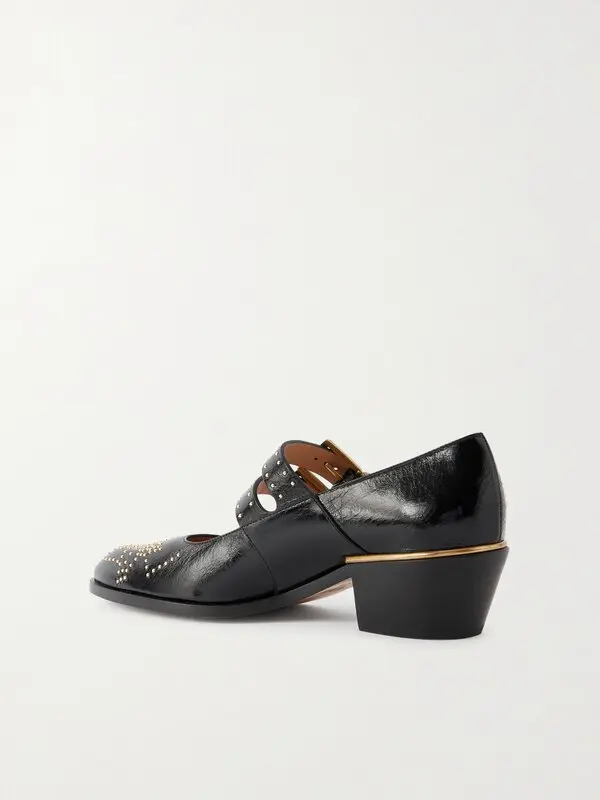 Chloé Susanna Studded Leather Mary Jane Pumps - Black