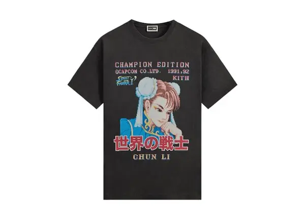 Kith X Capcom Chun Li Champion Edition Vintage Tee Shirt - Black