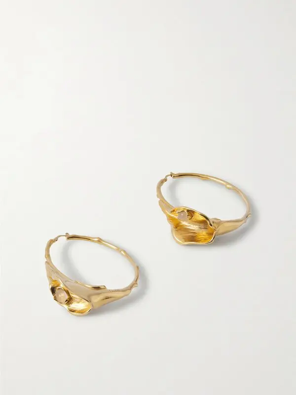 Chloé Tone And Quartz Hoop Earrings - Gold