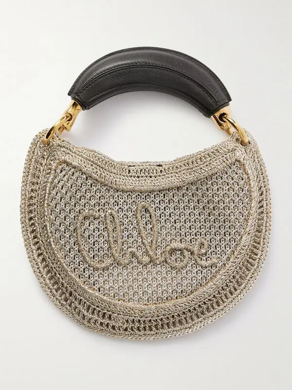 Chloé Summer Banana Leather-trimmed Crocheted Tote
