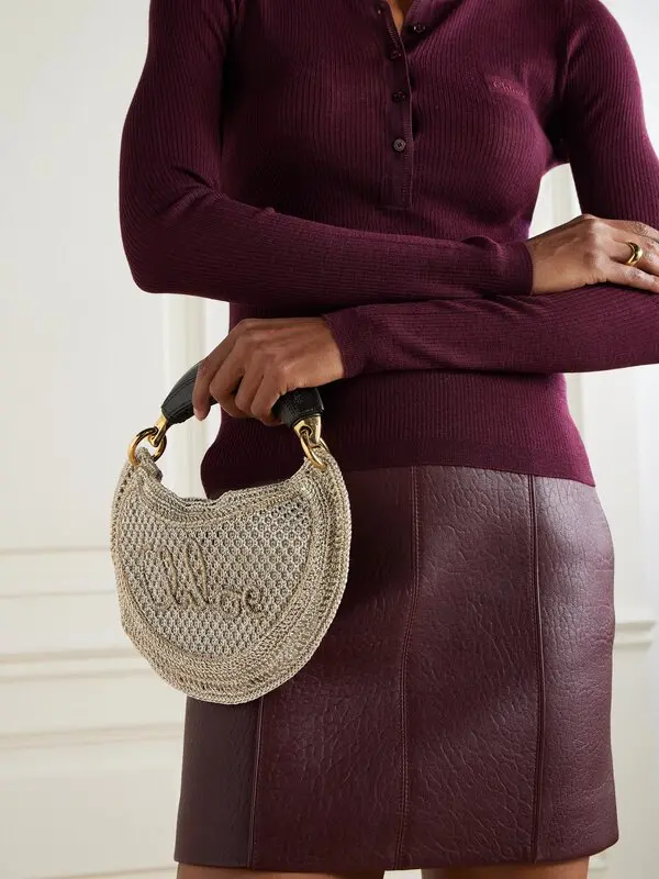 Chloé Summer Banana Leather-trimmed Crocheted Tote