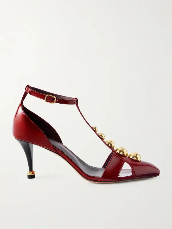 Chloé Cleiat Embellished Patent-leather Pumps - Red