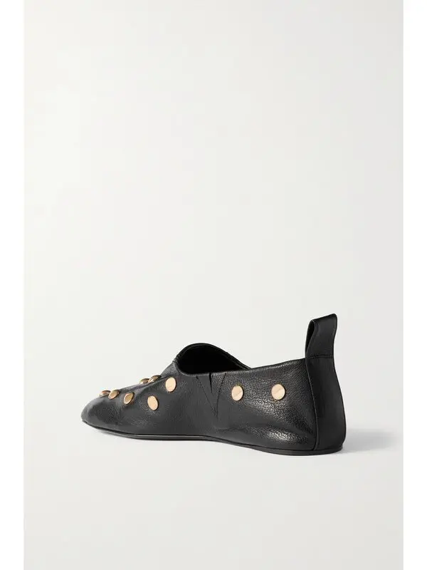 Chloé Rita Embellished Leather Ballet Flats - Black