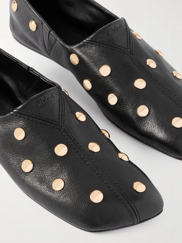 Chloé Rita Embellished Leather Ballet Flats - Black