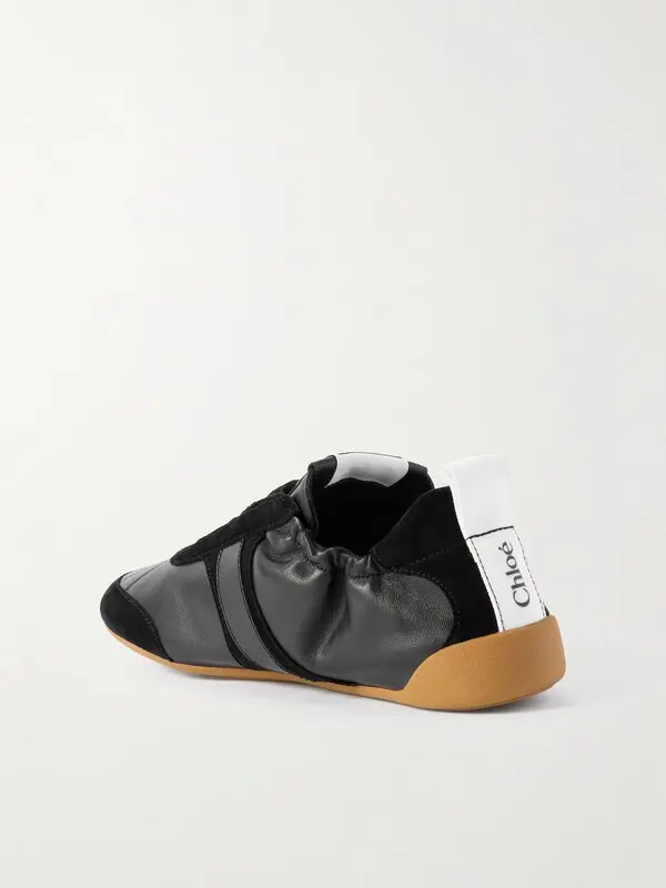 Chloé Kick Suede And Leather Sneakers - Black