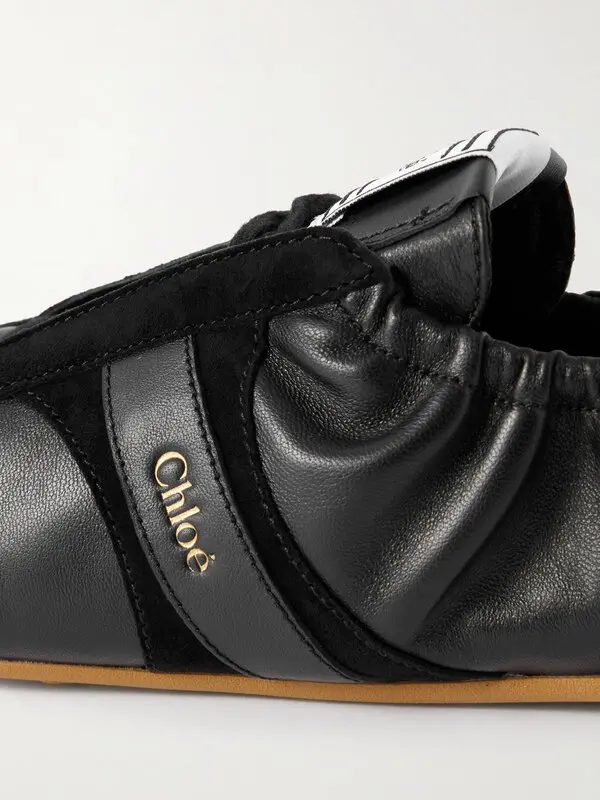 Chloé Kick Suede And Leather Sneakers - Black