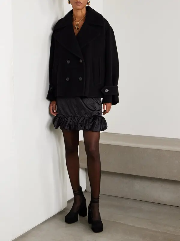 Chloé Oversized Double-breasted Wool-blend Jacket - Black