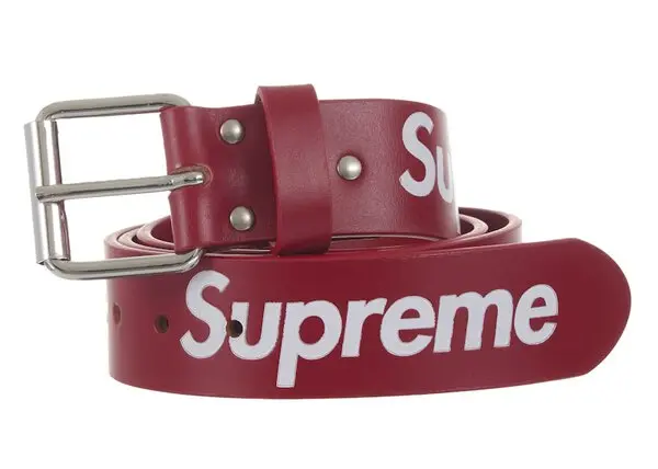 Supreme Repeat Leather Belt - Red