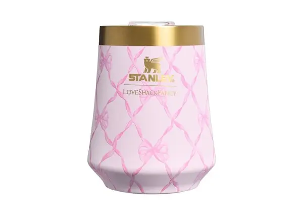 STANLEY 1913 X Loveshackfancy Holiday Reserve Wine 11oz Tumbler - Baby Bow Pink Peppermint