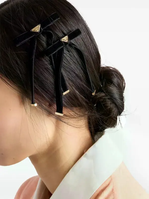 Prada Velvet Hair Clips - Black