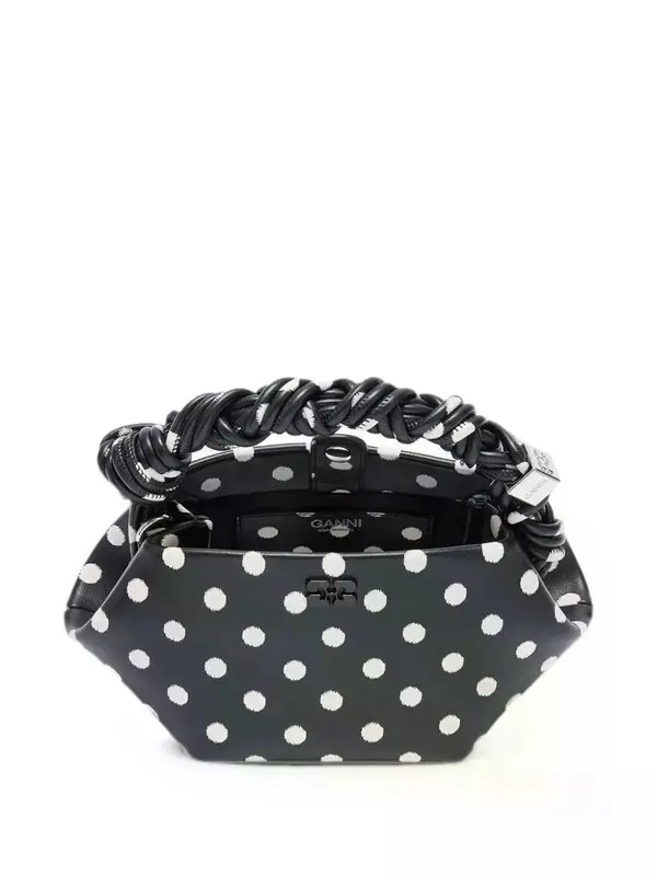 GANNI Polka-dot Mini Bou Bag With Braided Handle - Black