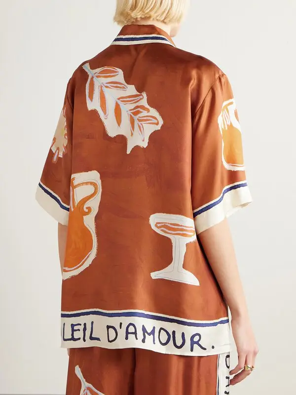 ALEMAIS Soleil D'amour Printed Silk-twill Shirt - Red