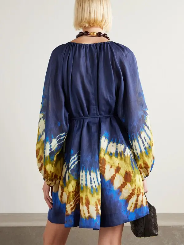 Alemais Martine Tie-Dyed Ramie Mini Dress - Blue