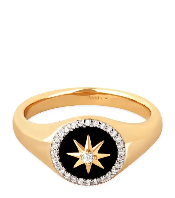 ASTRID & MIYU Plated Crystal Scatter Band Ring - Gold