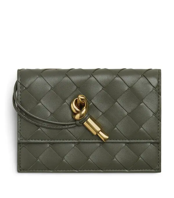 Bottega Veneta Leather Andiamo Zipped Card Holder - Green