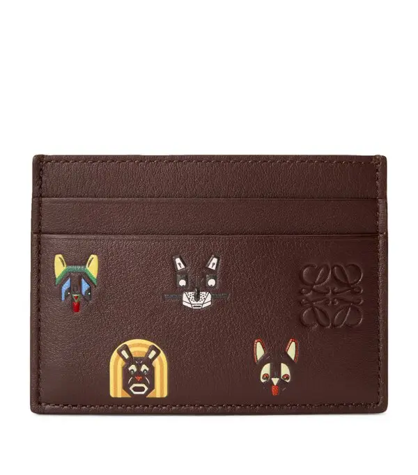 Loewe X Louis Wain Leather Cats Card Holder - Brown