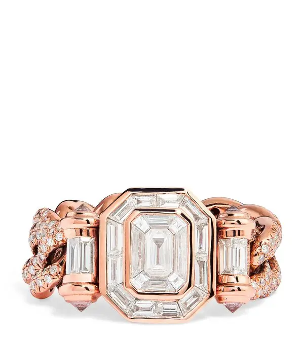 Shay Diamond Pavé Link Ring - Rose Gold