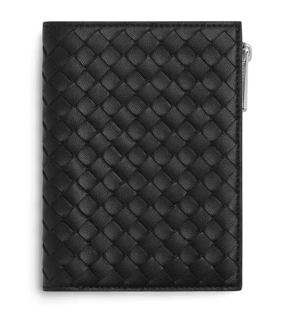 Bottega Veneta Leather Intrecciato Piccolo Passport Case - Grey