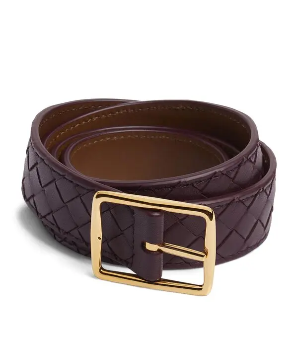 Bottega Veneta Leather Reverso Belt - Grey