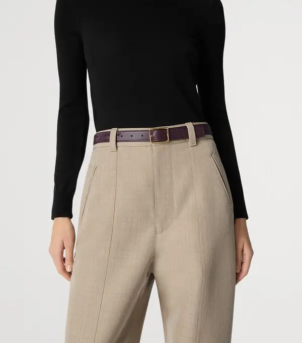 Bottega Veneta Leather Reverso Belt - Grey