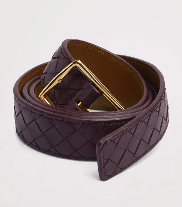 Bottega Veneta Leather Reverso Belt - Grey