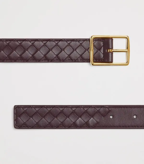 Bottega Veneta Leather Reverso Belt - Grey