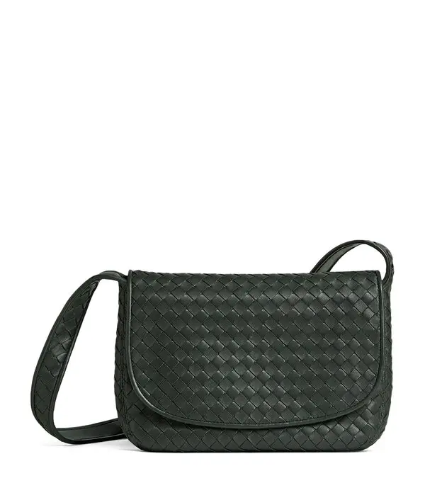 Bottega Veneta Leather Intrecciato Veneto Messenger Bag - Green