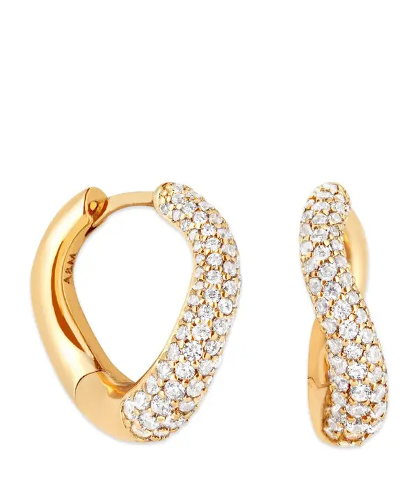 ASTRID & MIYU Plated Silver Wave Hoop Earrings - Gold