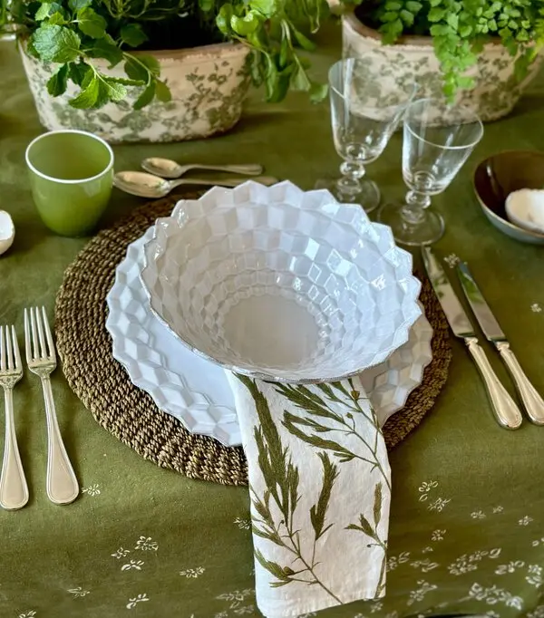 SUMMERILL & BISHOP Set Of 6 Linen Tisane Herb Garden Napkins - Green