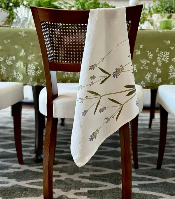SUMMERILL & BISHOP Set Of 6 Linen Tisane Herb Garden Napkins - Green