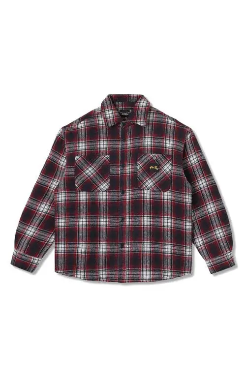 STAN RAY Quilted Plaid Cotton Flannel Button-up Overshirt