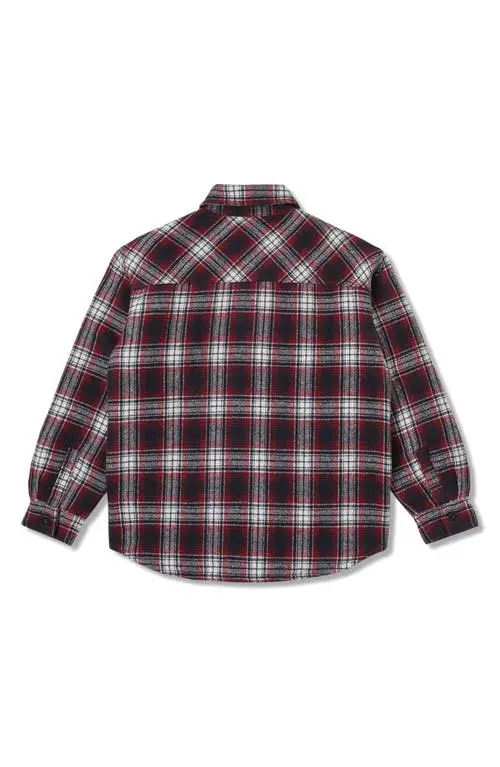 STAN RAY Quilted Plaid Cotton Flannel Button-up Overshirt