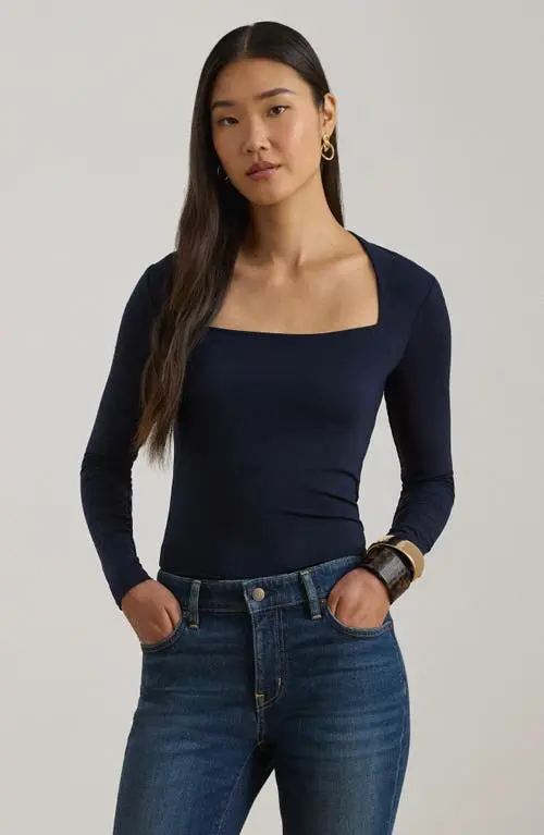 Ralph Lauren Stretch Jersey Square Neck Top