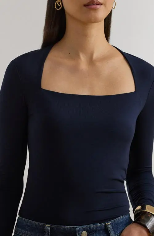 Ralph Lauren Stretch Jersey Square Neck Top