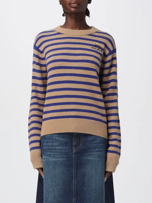 Marc Jacobs Striped Knit Sweater With Floral Appliqu - Multicolor